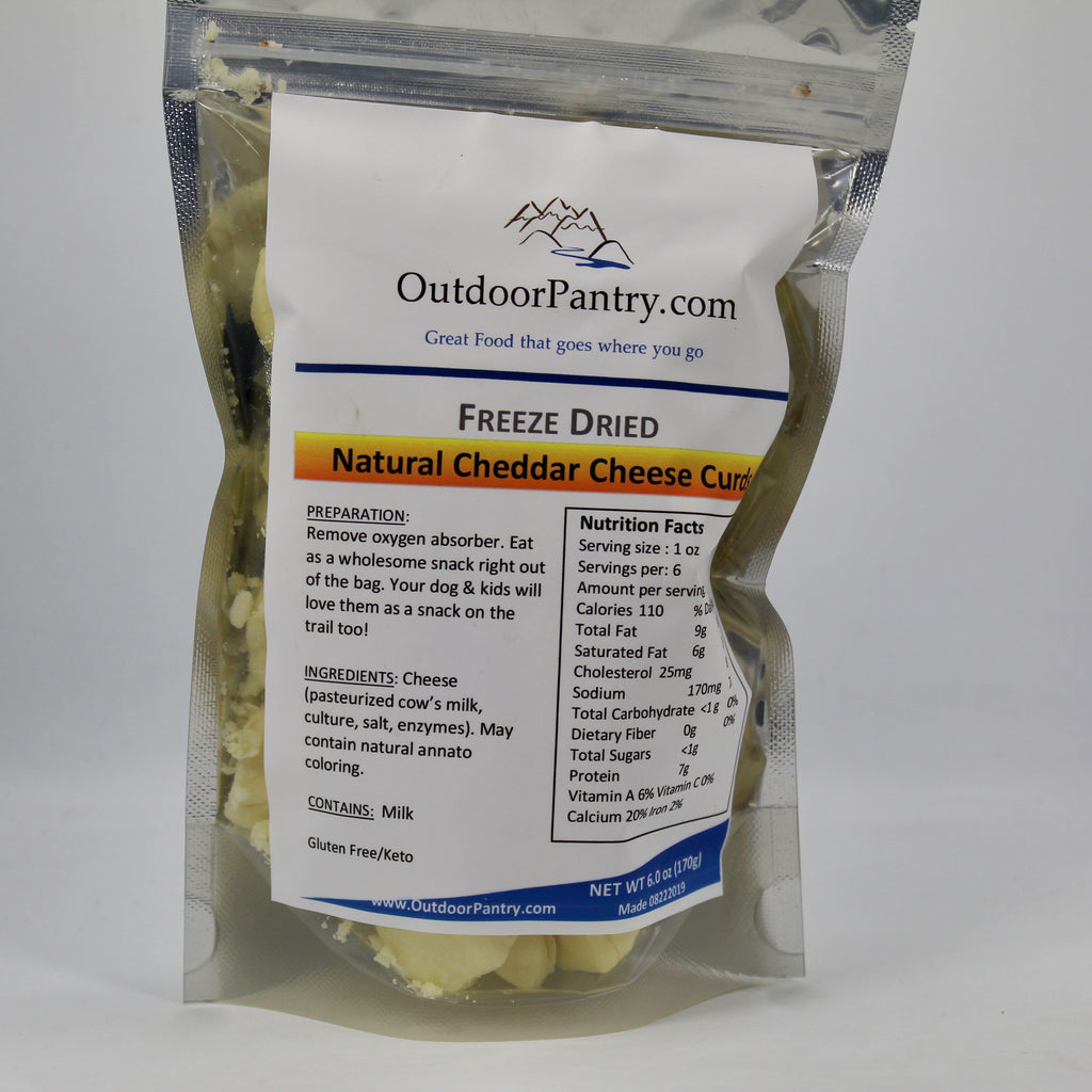 Freeze Dried Natural Cheddar Cheese Curds – OutdoorPantry, Inc